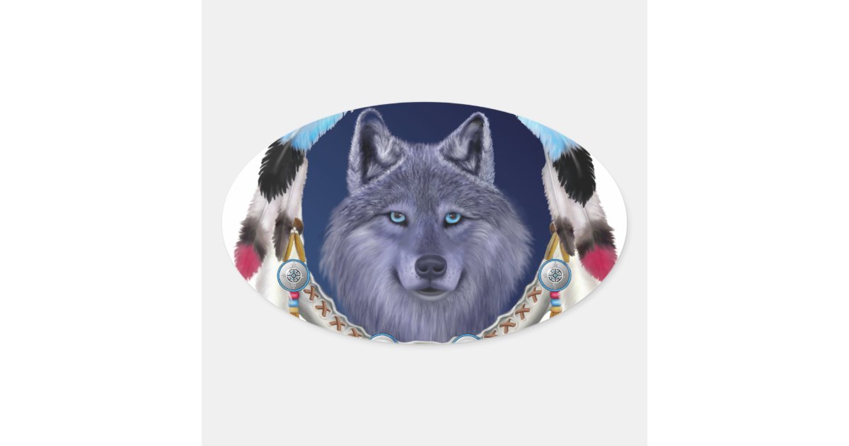 DREAMWOLF OVAL STICKER | Zazzle