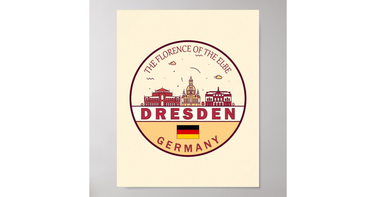 Dresden Germany City Skyline Emblem Poster | Zazzle