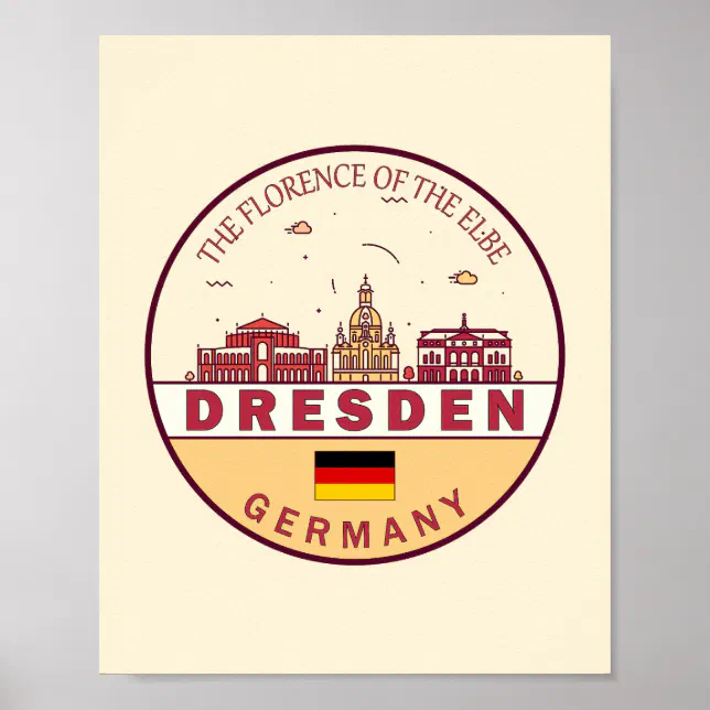 Dresden Germany City Skyline Emblem Poster | Zazzle