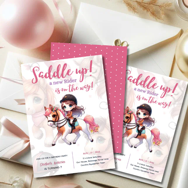 Dressage Rider Horse Girl Birthday Party Invitation | Zazzle