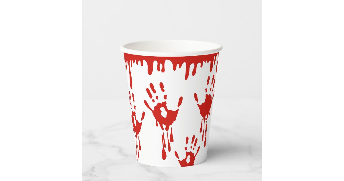 Dripping Blood and Handprints Halloween Paper Cups | Zazzle