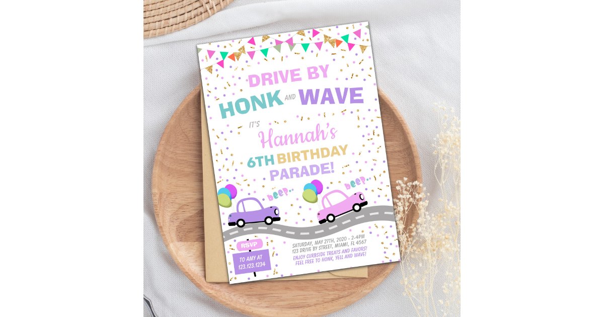 Drive By Birthday Invitation, Drive by Invitation | Zazzle