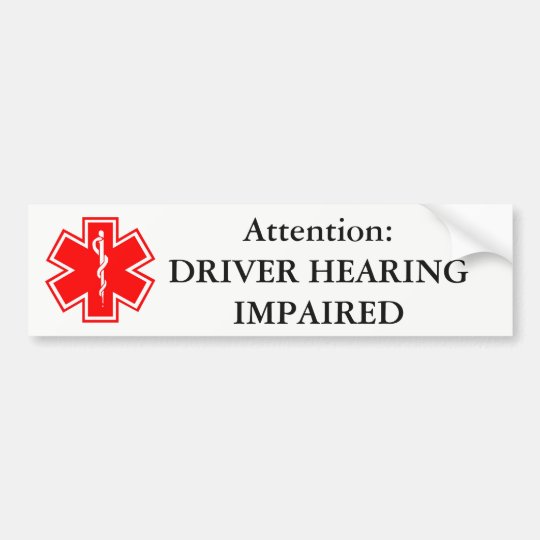 Driver Hearing Impaired Bumper Sticker | Zazzle.co.uk