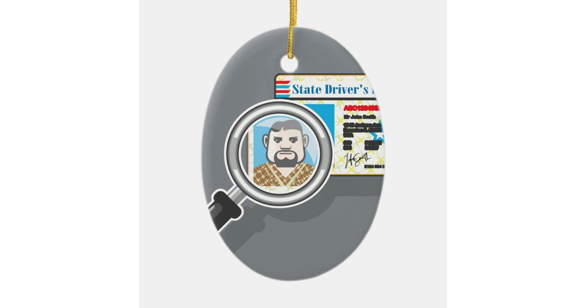 Driver's License under Magnifying glass Ceramic Tree Decoration | Zazzle