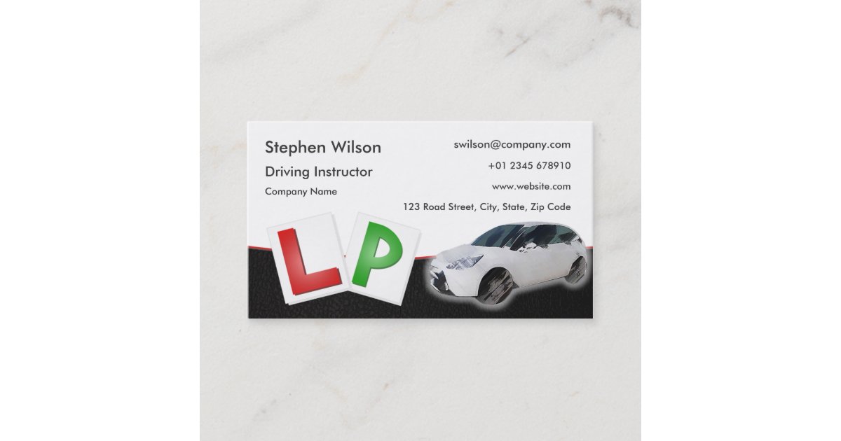 Driving Instructor Business Card Black Leather | Zazzle