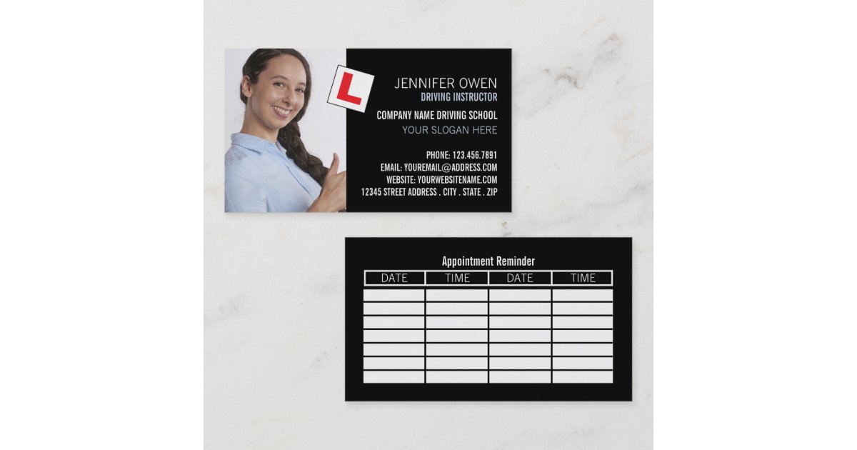 Driving School/Instructor Photo Appointment Business Card | Zazzle