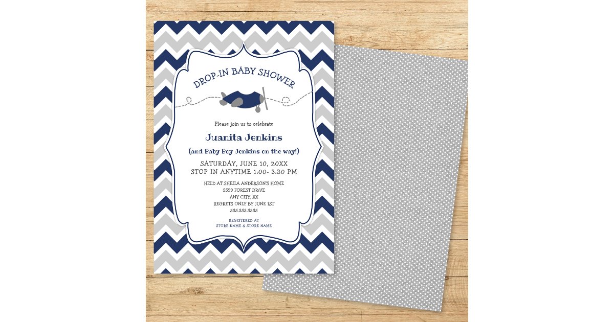 Drop-in boy baby shower / open house Invitation | Zazzle