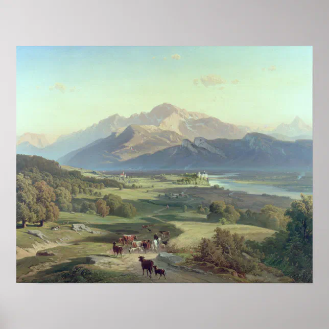 Drover on Horseback with his Cattle in a Mountaino Poster | Zazzle