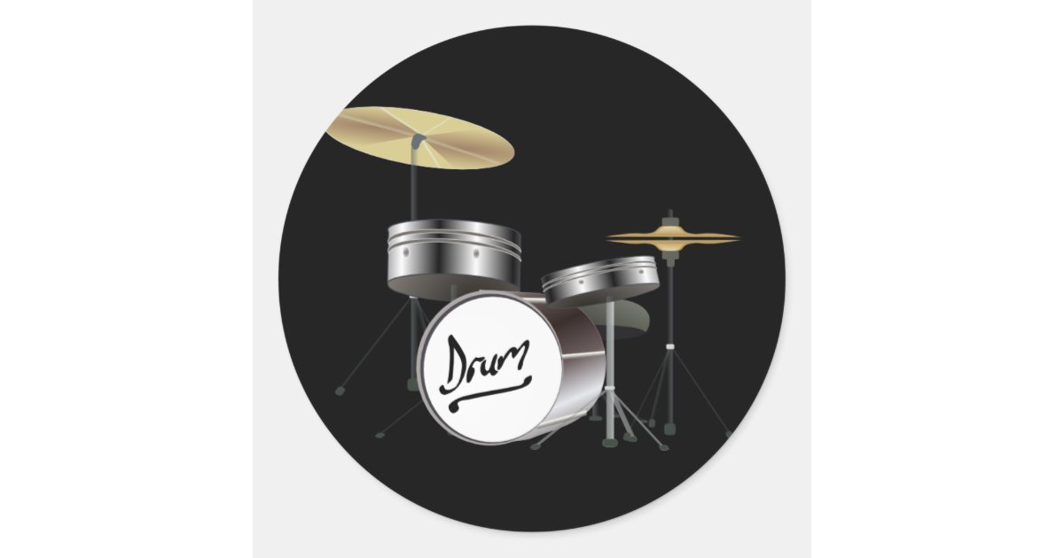 Drum Kit Classic Round Sticker | Zazzle