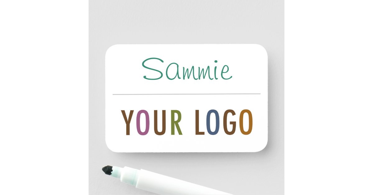 Dry Erase Name Tag with Logo Pin Back or Magnetic | Zazzle