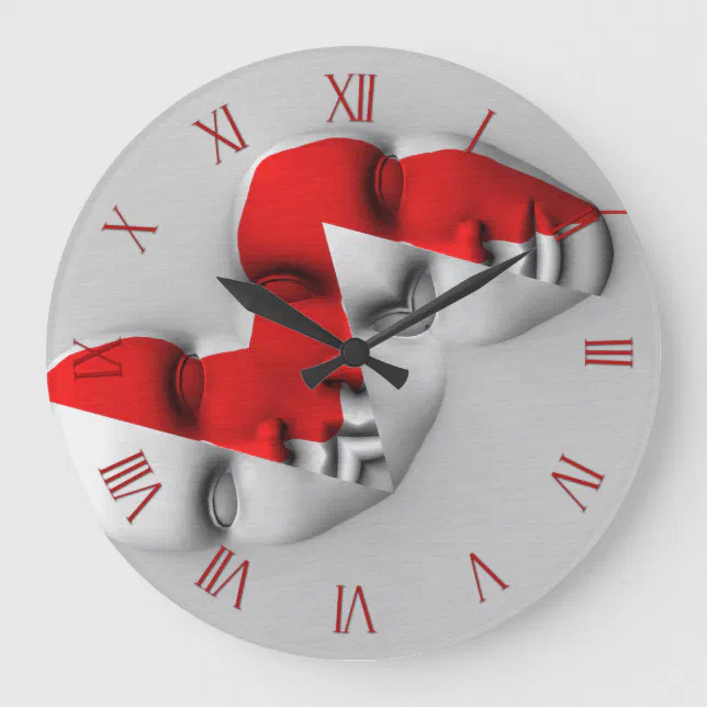 Dual Face Mask Large Clock | Zazzle