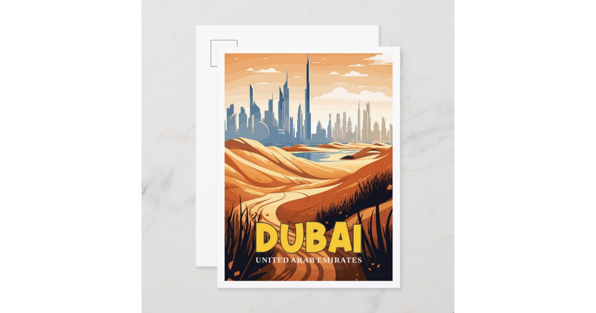Dubai UAE vintage travel illustration Postcard | Zazzle