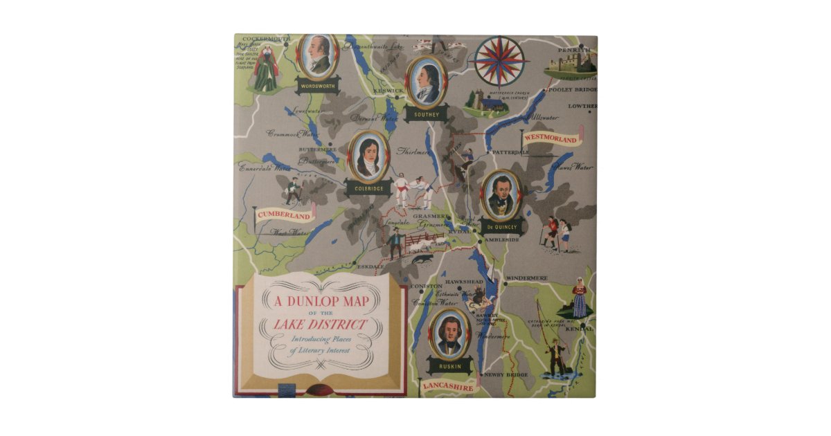 Dunlop Map of Lake District, England Tile | Zazzle