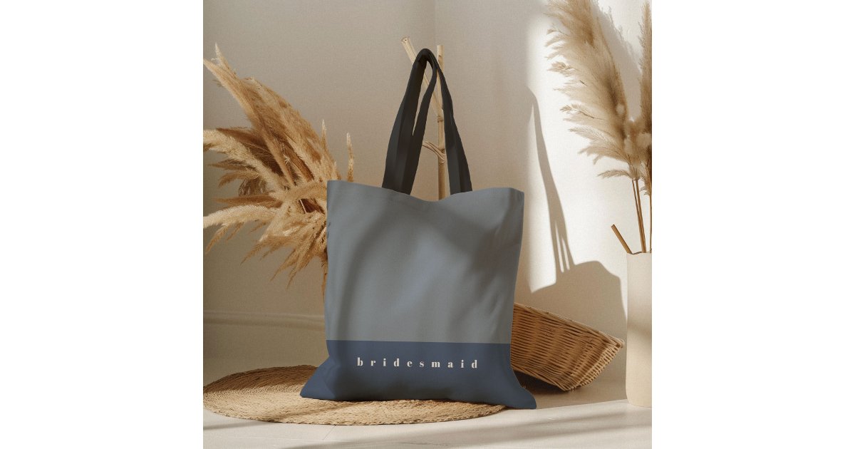 Dusty Blue Colour Block Personalised Tote Bag | Zazzle