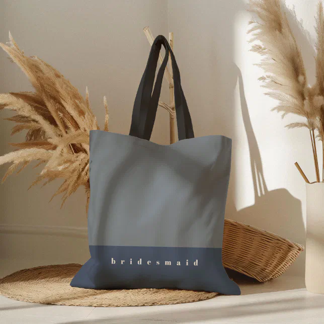 Dusty Blue Colour Block Personalised Tote Bag | Zazzle