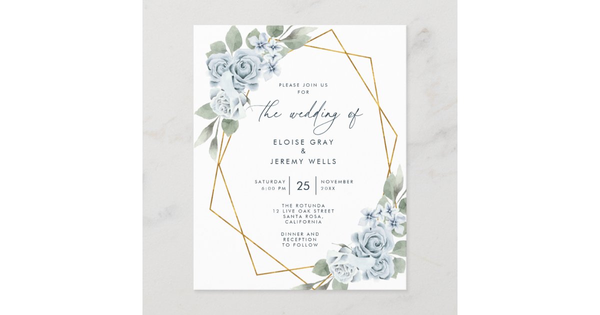Dusty Blue Wedding Invitation | Zazzle
