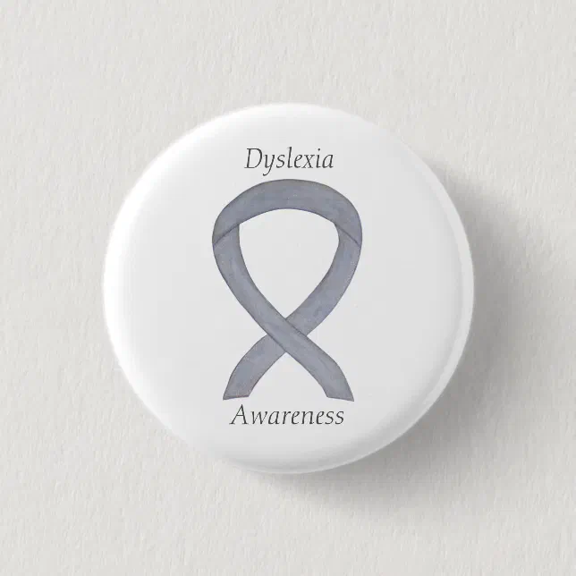 Dyslexia Silver Awareness Ribbon Custom Pin | Zazzle