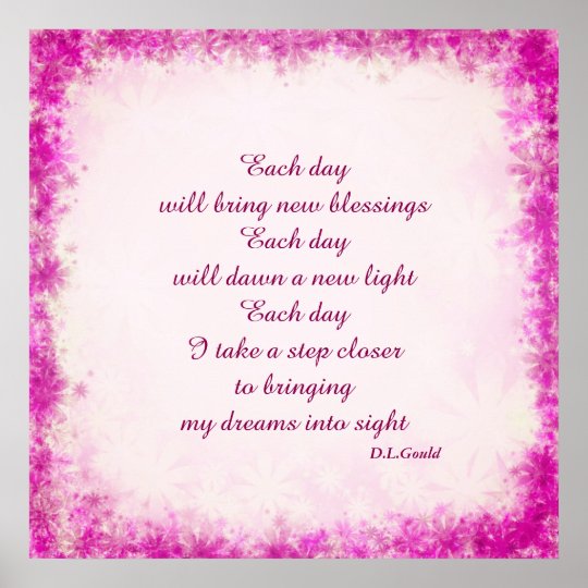'Each day' poem art poster | Zazzle.co.uk
