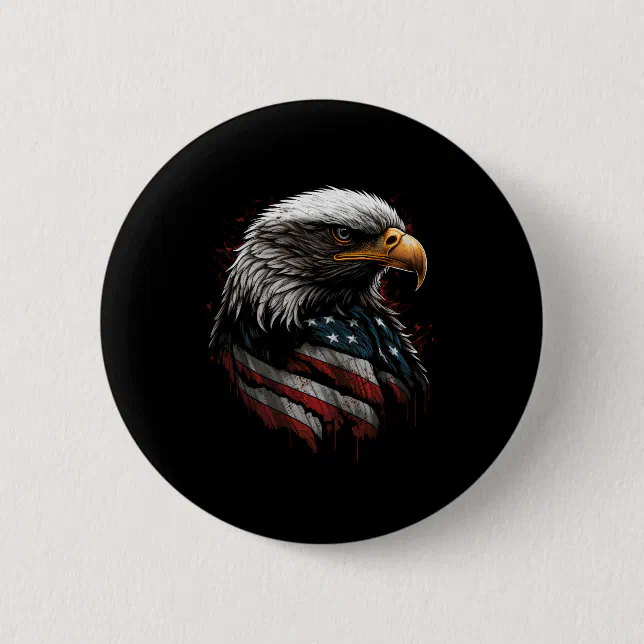 eagle design with american flag 6 cm round badge | Zazzle