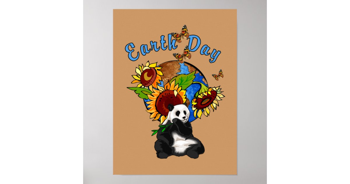 Earth Day Panda And Sunflower Poster | Zazzle