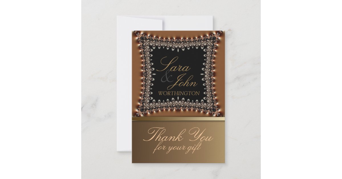 Earthy Gold Thank You Note Invitation | Zazzle