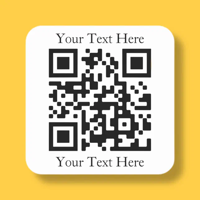 Easily Upload Your Own QR Code & Add Text Square Sticker | Zazzle