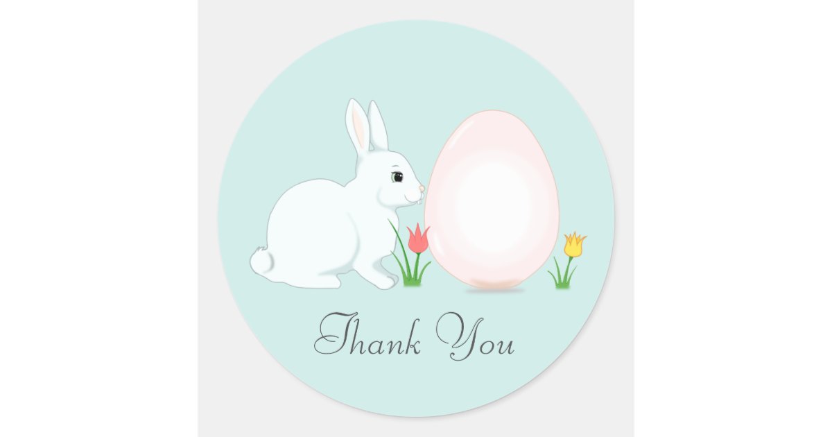 Easter Bunny with Egg Thank You Classic Round Sticker | Zazzle