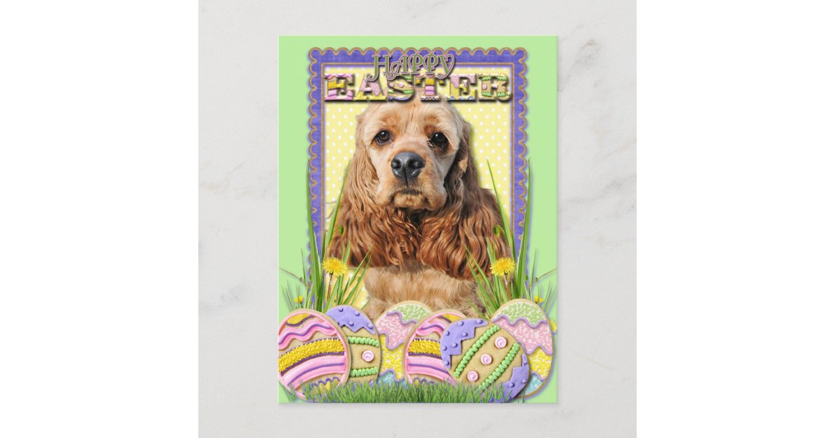 Easter Egg Cookies - Cocker Spaniel Holiday Postcard | Zazzle