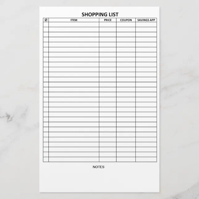 Easy To Read Shopping List Stationery | Zazzle