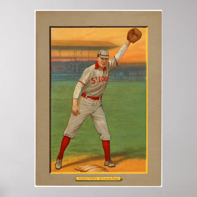 Ed Konetchy Cardinals Baseball 1911 Poster | Zazzle