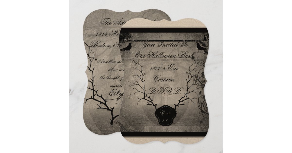 Edgar Allan Poe Halloween Party Invitation | Zazzle