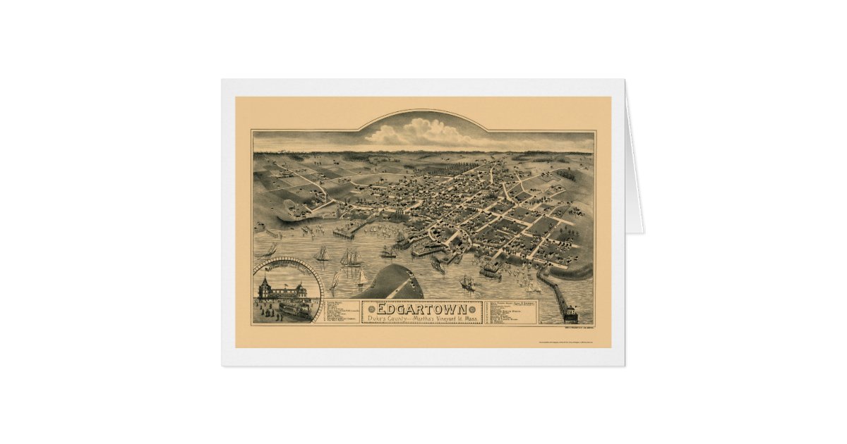 Edgartown, MA Panoramic Map - 1886 | Zazzle