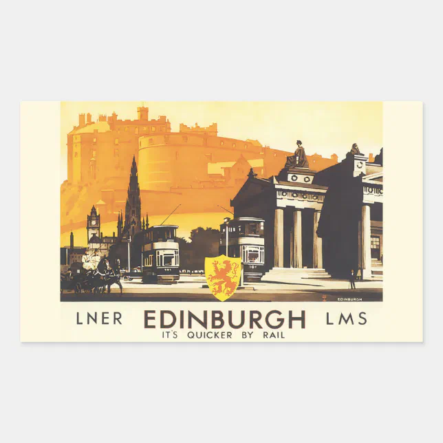 Edinburgh LNER Fine Vintage Travel Poster Rectangular Sticker | Zazzle