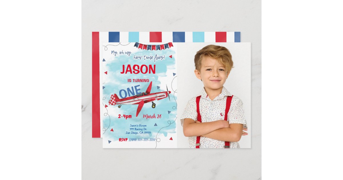 Editable Aeroplane Photo Invitation | Zazzle