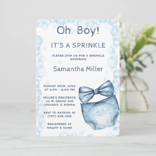 Editable Blue Sprinkle Baby Shower Invitation | Zazzle