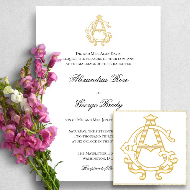 EDITABLE COLORS AG Monogram GA Monogram Invitation | Zazzle