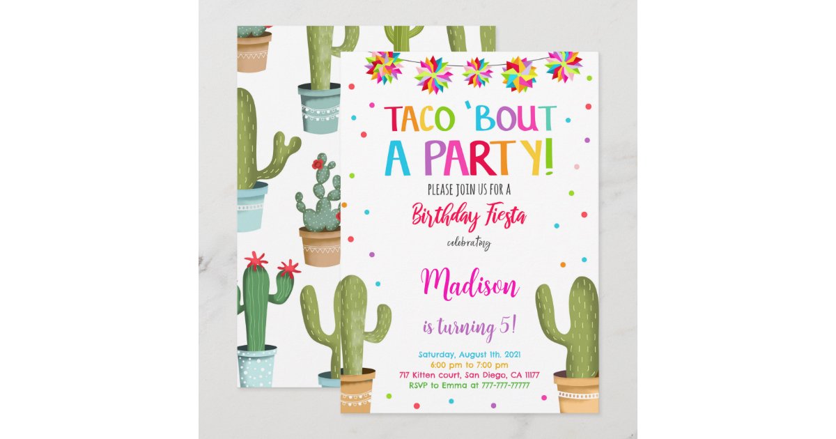 Editable Cute Fiesta Birthday Party Invitation | Zazzle