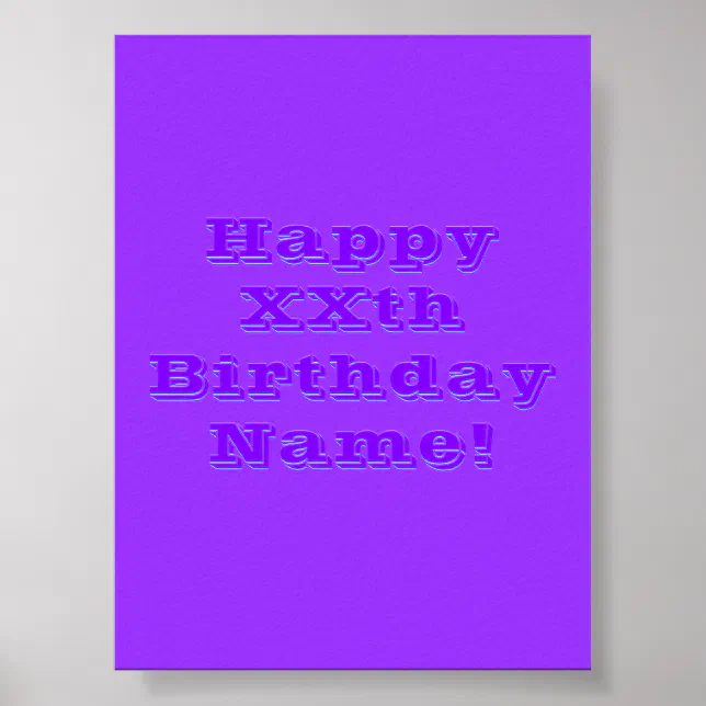 Editable Happy Birthday Any Name or Age Poster | Zazzle