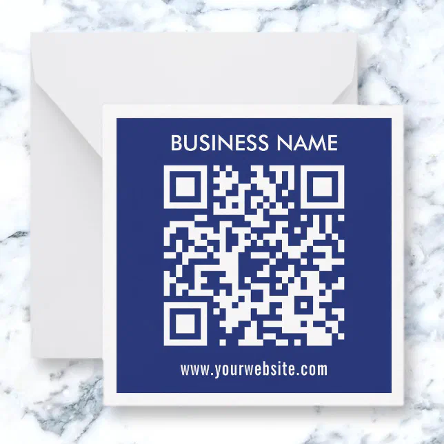 Editable (instantly generated) QR code | Navy Blue Card | Zazzle