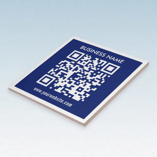 Editable (instantly generated) QR code | Navy Blue Tile | Zazzle