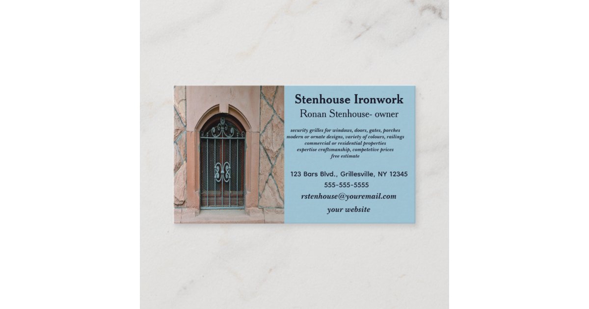 Editable Ironworks and Security Grilles Business Card | Zazzle