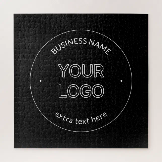 Editable Logo Replacement & Business Name | Black Jigsaw Puzzle | Zazzle