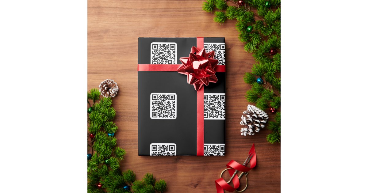 Editable Modern QR code | Black White or Any Colou Wrapping Paper | Zazzle