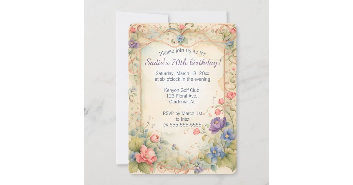 Editable Pastel Trellis Vines and Roses Invitation | Zazzle