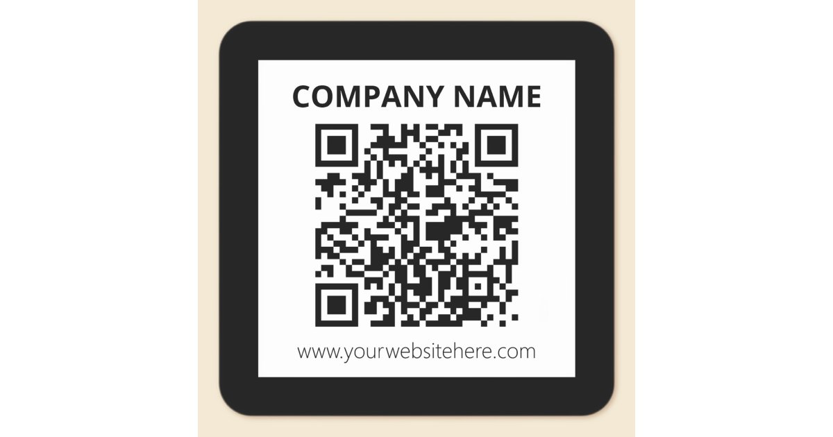 Editable QR code & Simple Customisable Design Square Sticker | Zazzle
