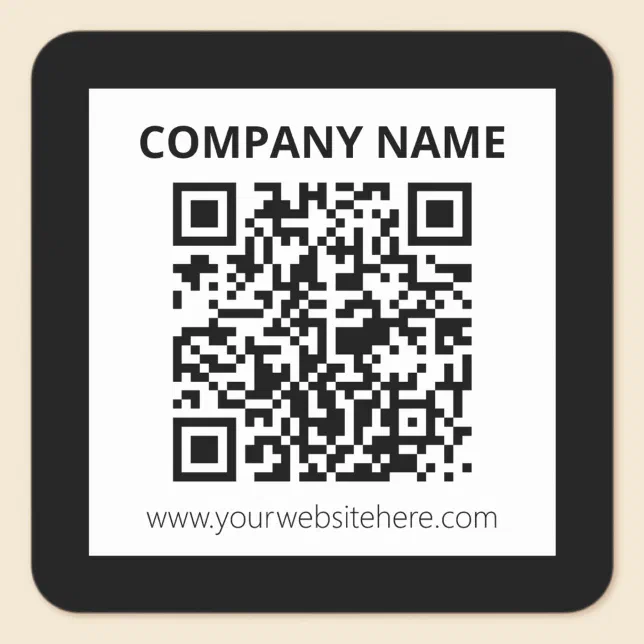 Editable QR code & Simple Customisable Design Square Sticker | Zazzle
