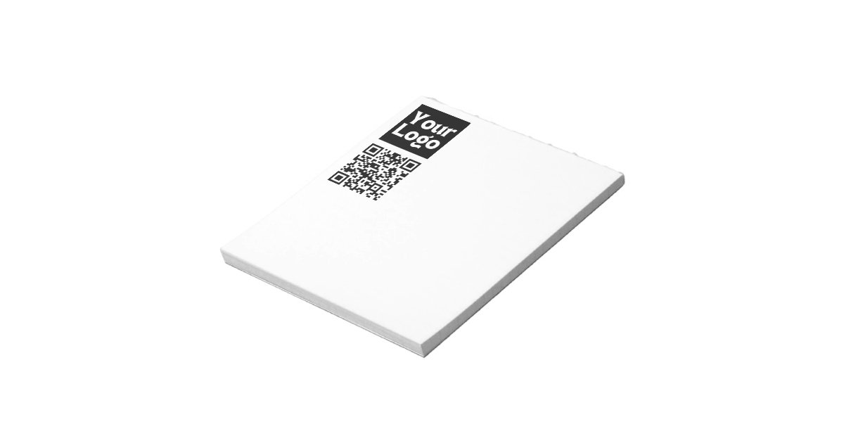 Editable QR code & Your Business Logo or Image Notepad | Zazzle