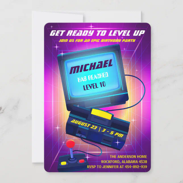 Editable Video Game Birthday Party Invitation | Zazzle