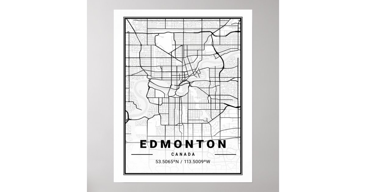 Edmonton Alberta Canada Travel City Map Poster | Zazzle