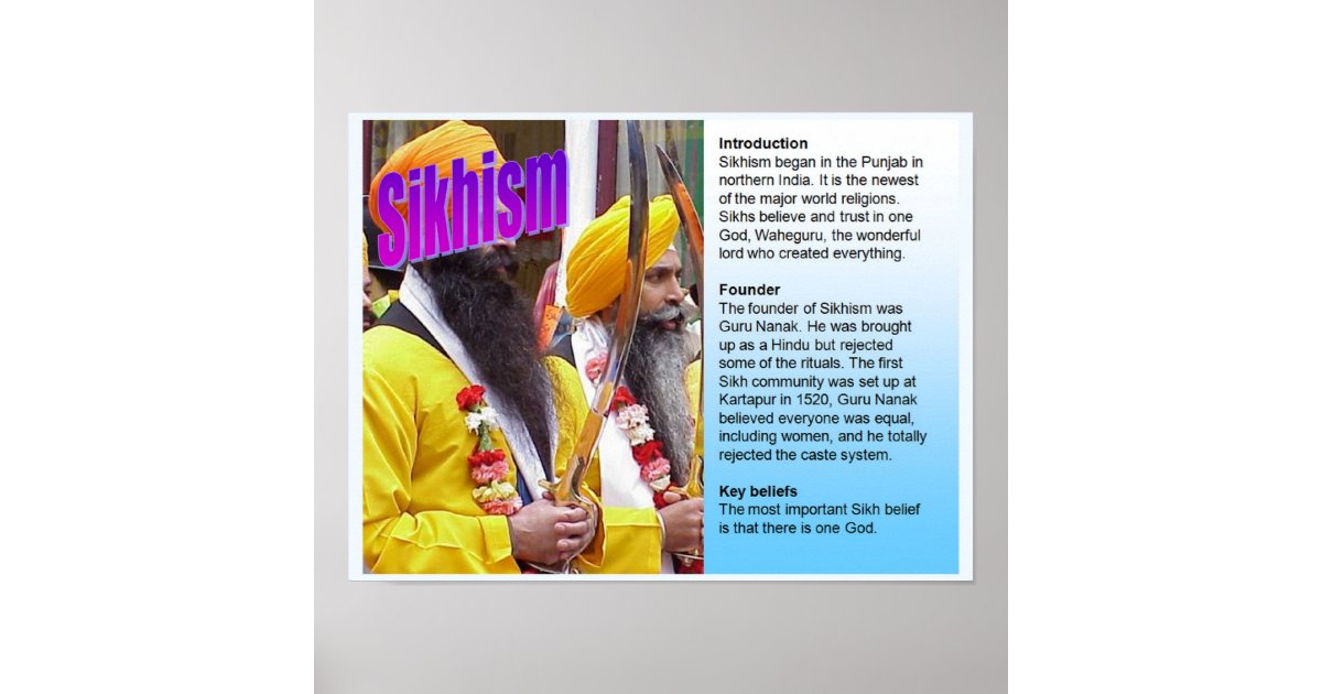 Education, World Religions, Sikhism fact file Poster | Zazzle